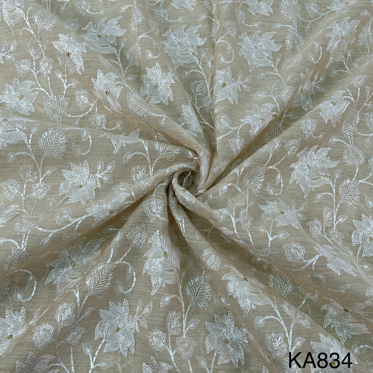 Thread Zari Embroidered Pure Chanderi Silk – Fabricroot