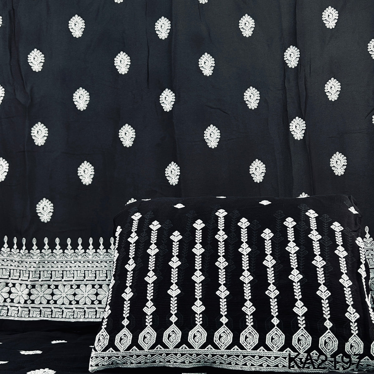 Embroidered Sequins Chinon Fabric-KA2197 – Fabricroot