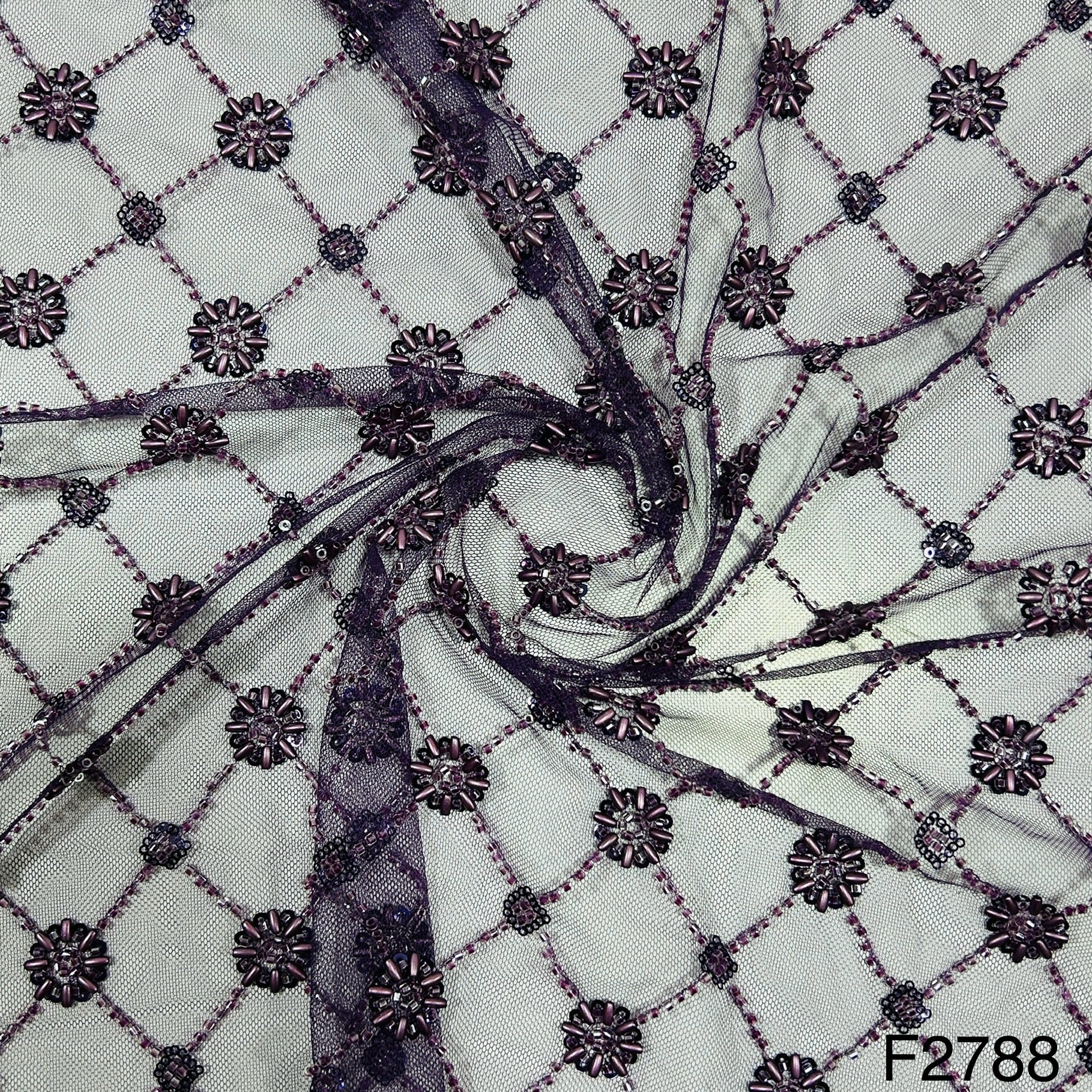 Cut Dana Work Embroidered Net Fabric - F2788 – Fabricroot