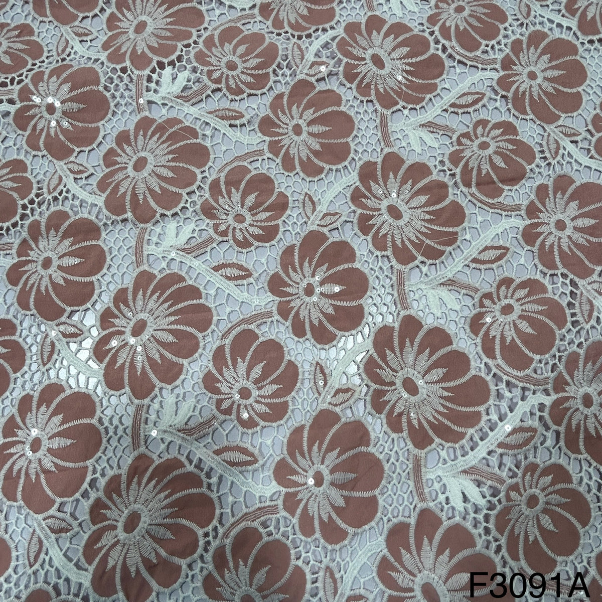 Cut Work Embroidered Crepe Fabric-F3091 – Fabricroot