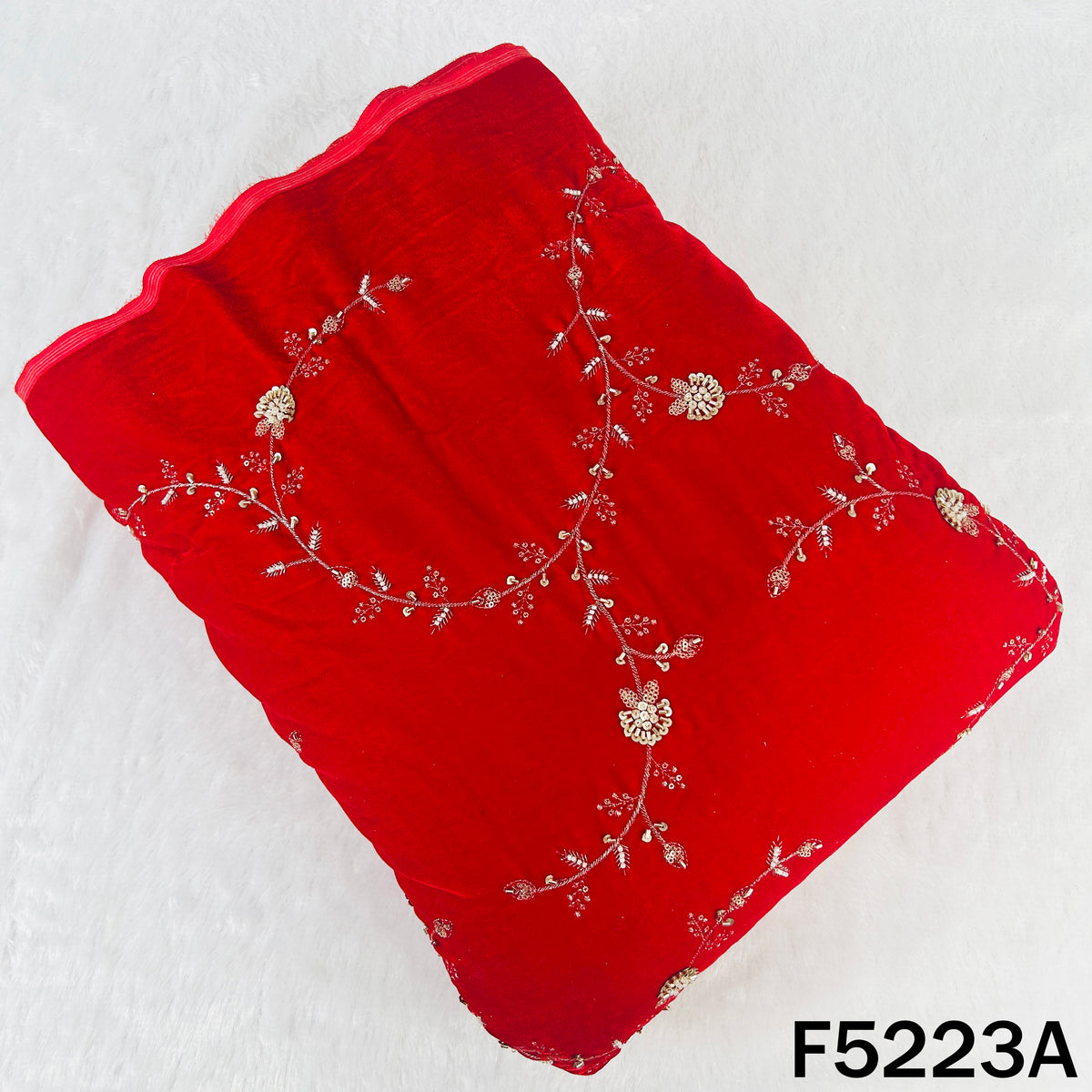 Cut Dana Zari Sequins Embroidered Velvet Fabric - F5223 – Fabricroot